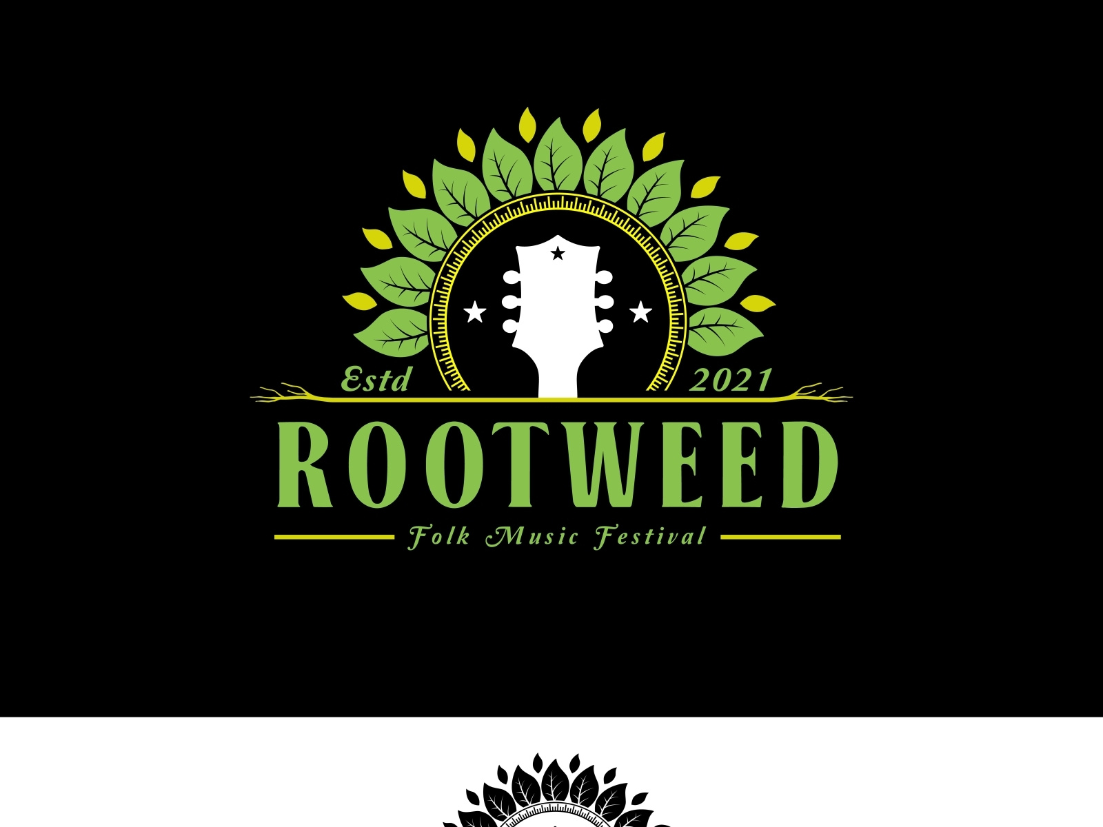 Guitar Head Leaf And Root Logo For Folk Music Festival by PJSCJ on Dribbble