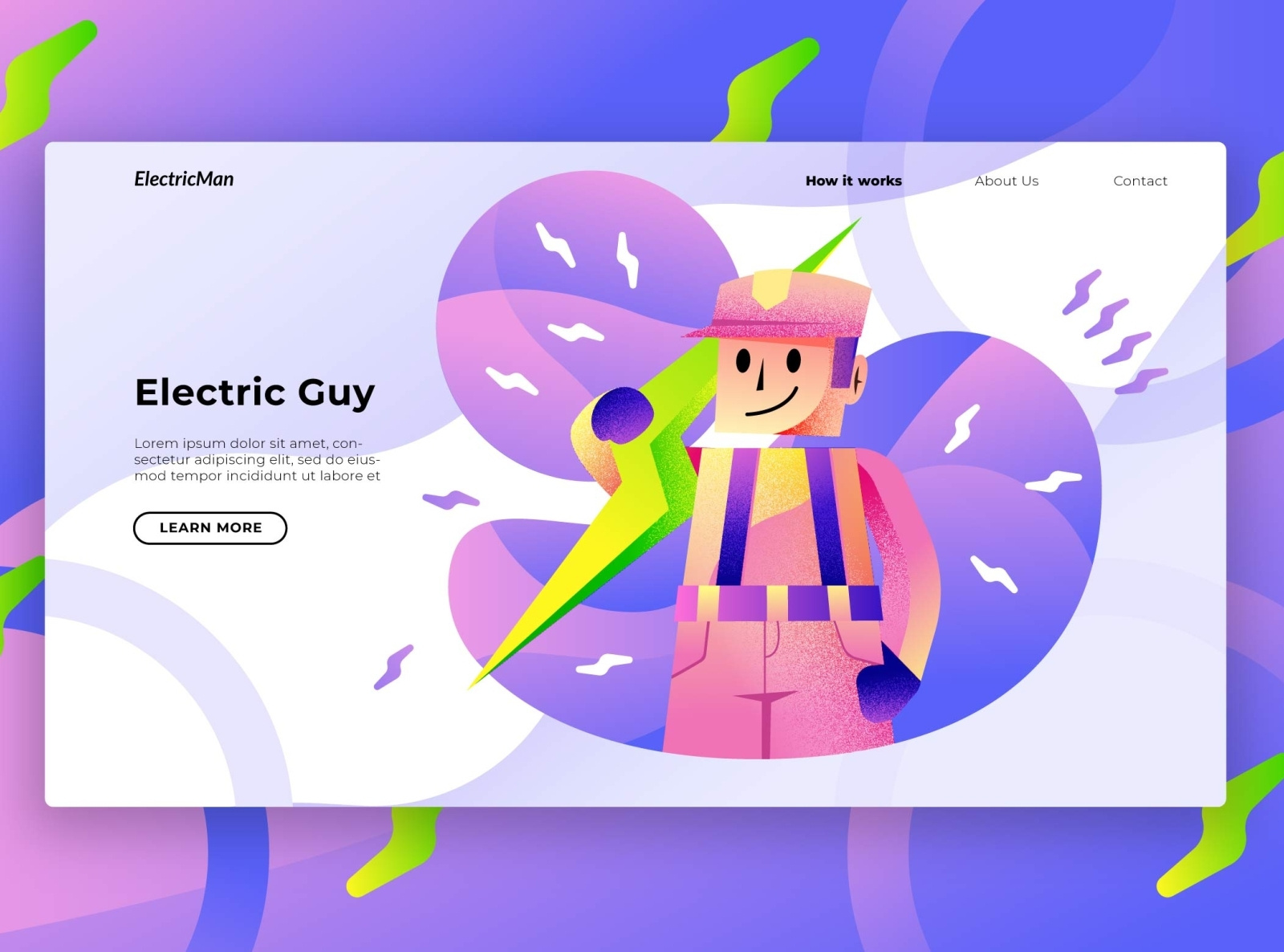 Electric Web Landing Page by Nazmul Rabbe on Dribbble
