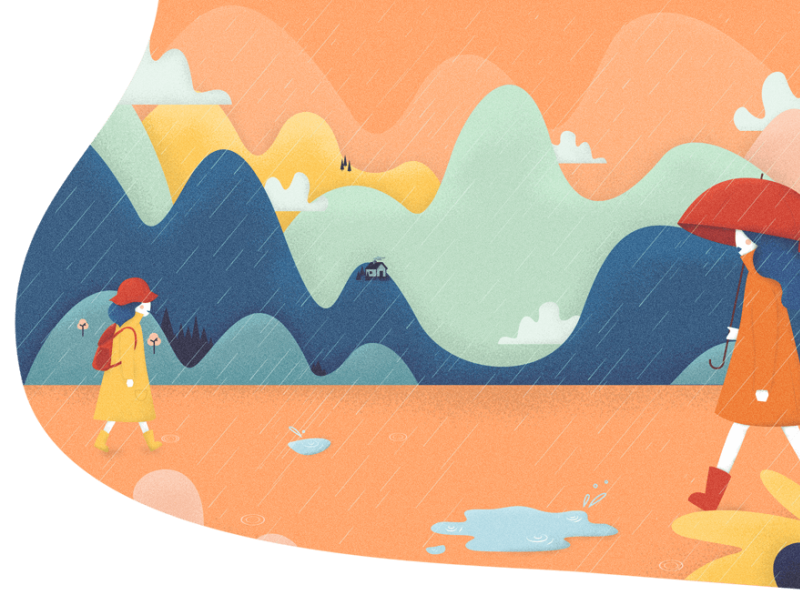 Raining environment Illustration by Mark Anderosen on Dribbble