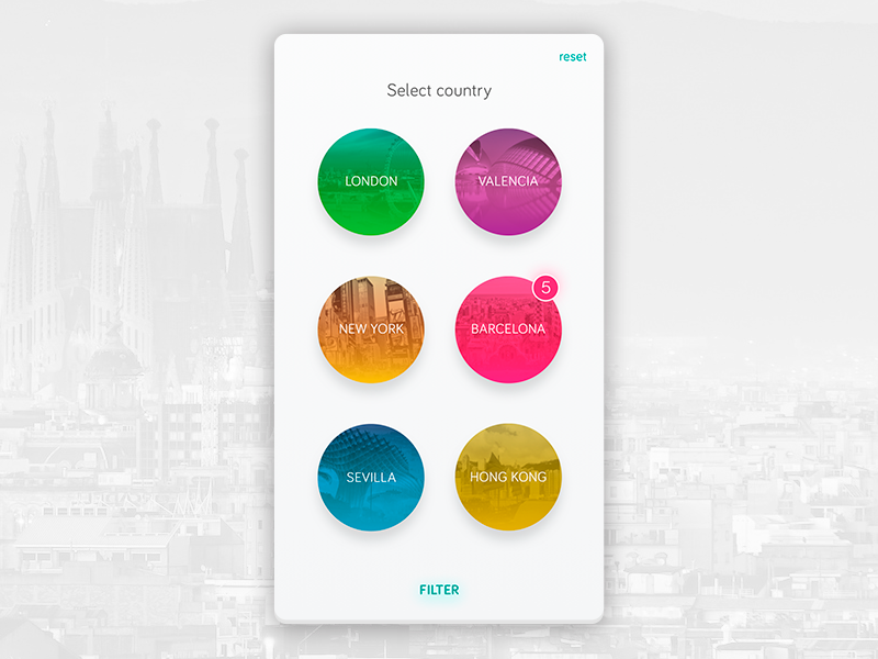 Daily UI #2 City filter by Jorge Andújar Guerrero on Dribbble