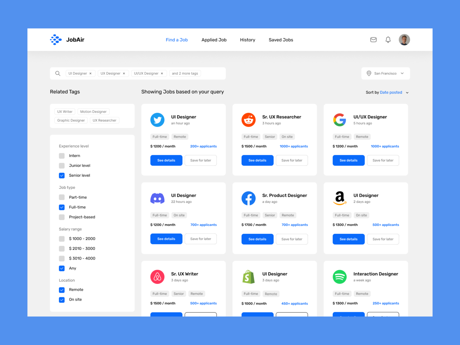 Job finder by Raynaldo Firli on Dribbble
