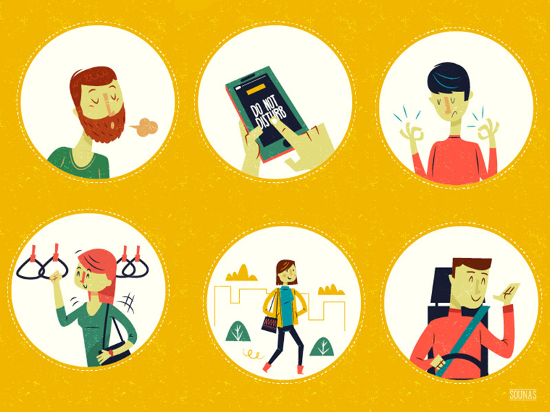 Commuter Stress illustrations by Elias Sounas on Dribbble