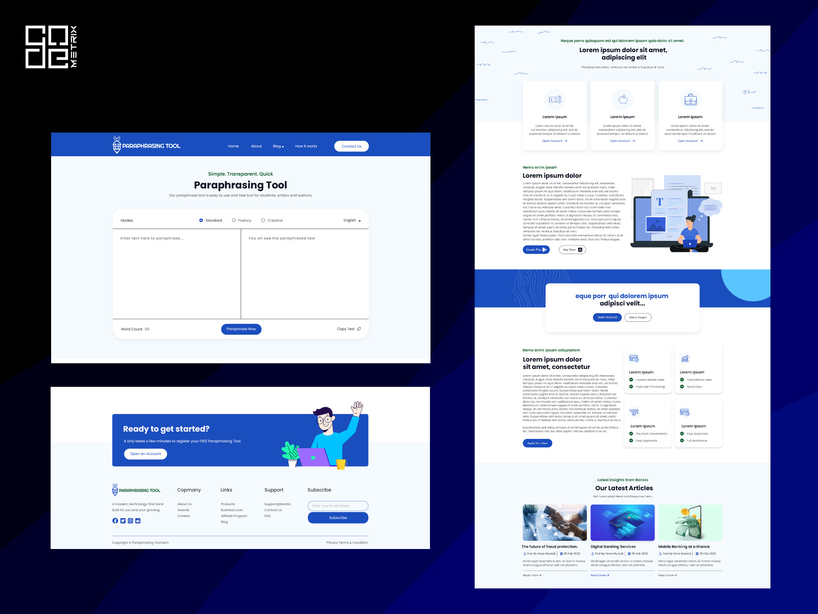 Paraphrasing Tool Landing Page by Muhammad Mohsin on Dribbble