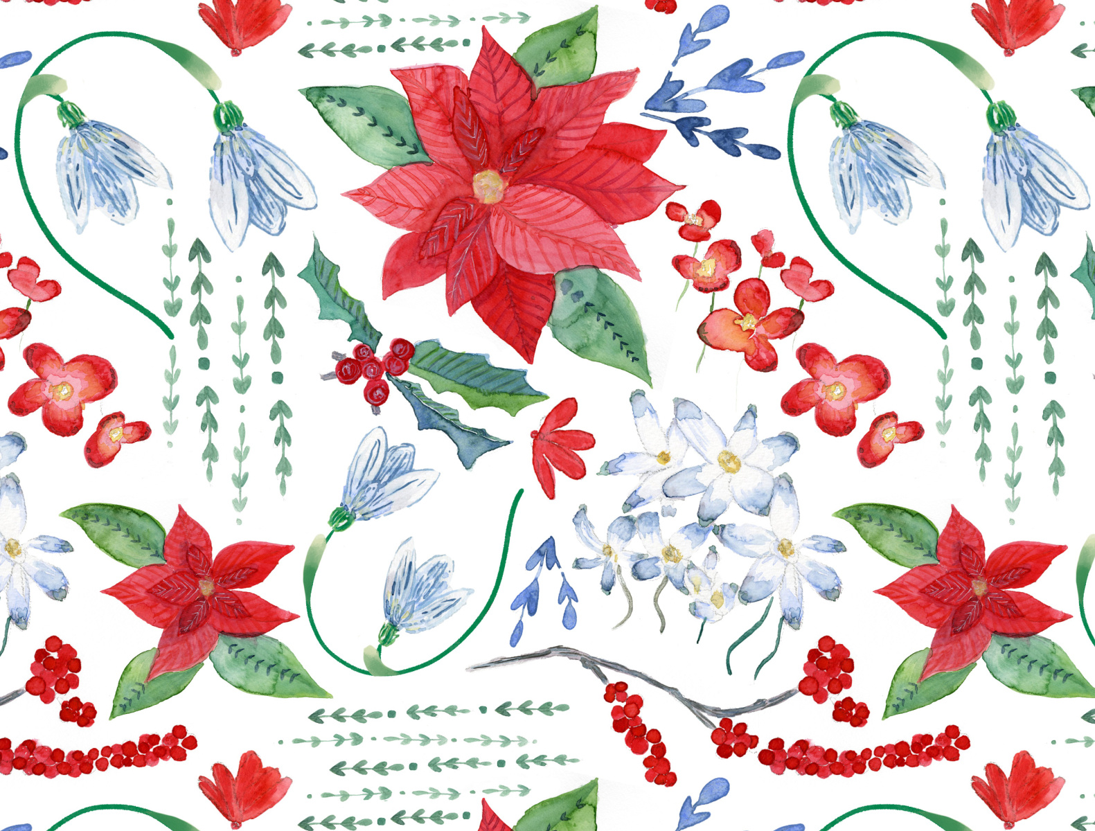 Winter Florals Hero Pattern by Abigail Stallings on Dribbble