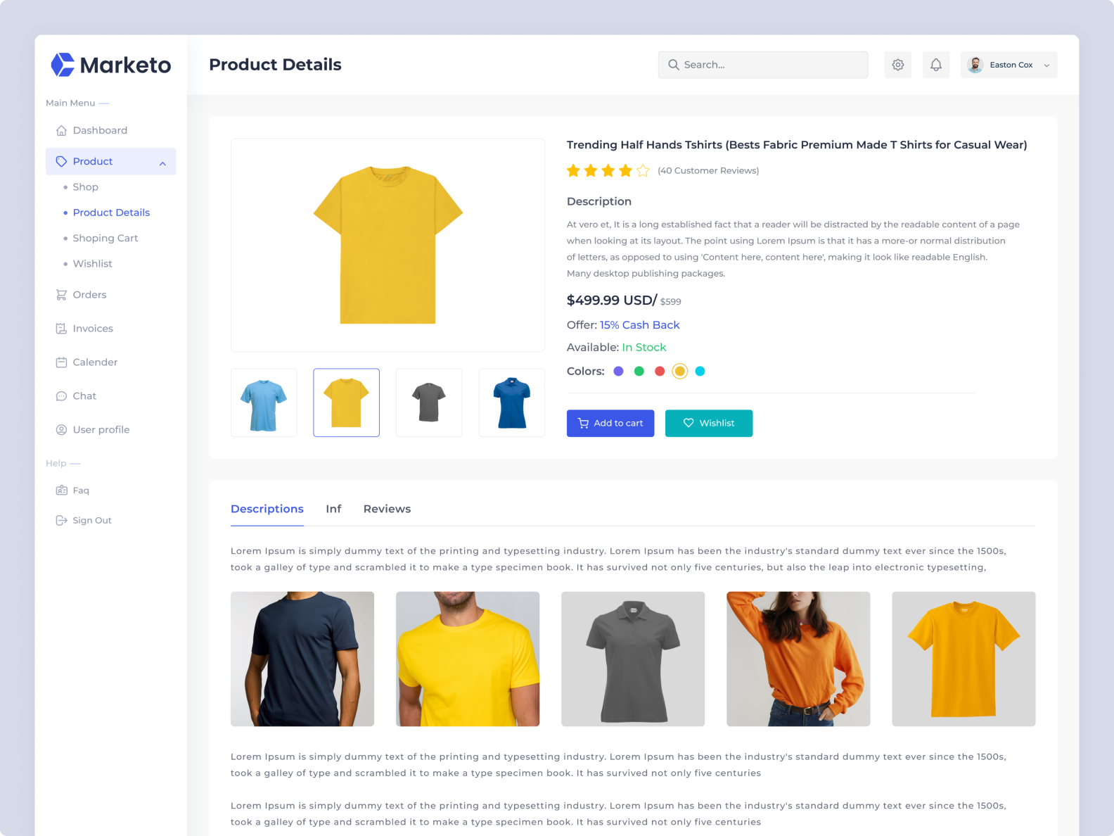 E-Commerce Dashboard Product Details Page by Saiful Islam on Dribbble