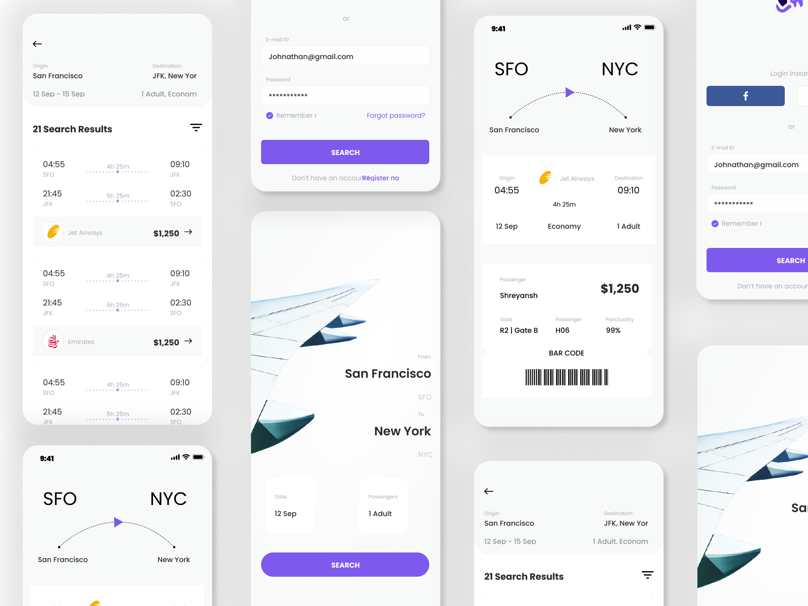 Airline ticket booking app by AppIncubator Inc on Dribbble