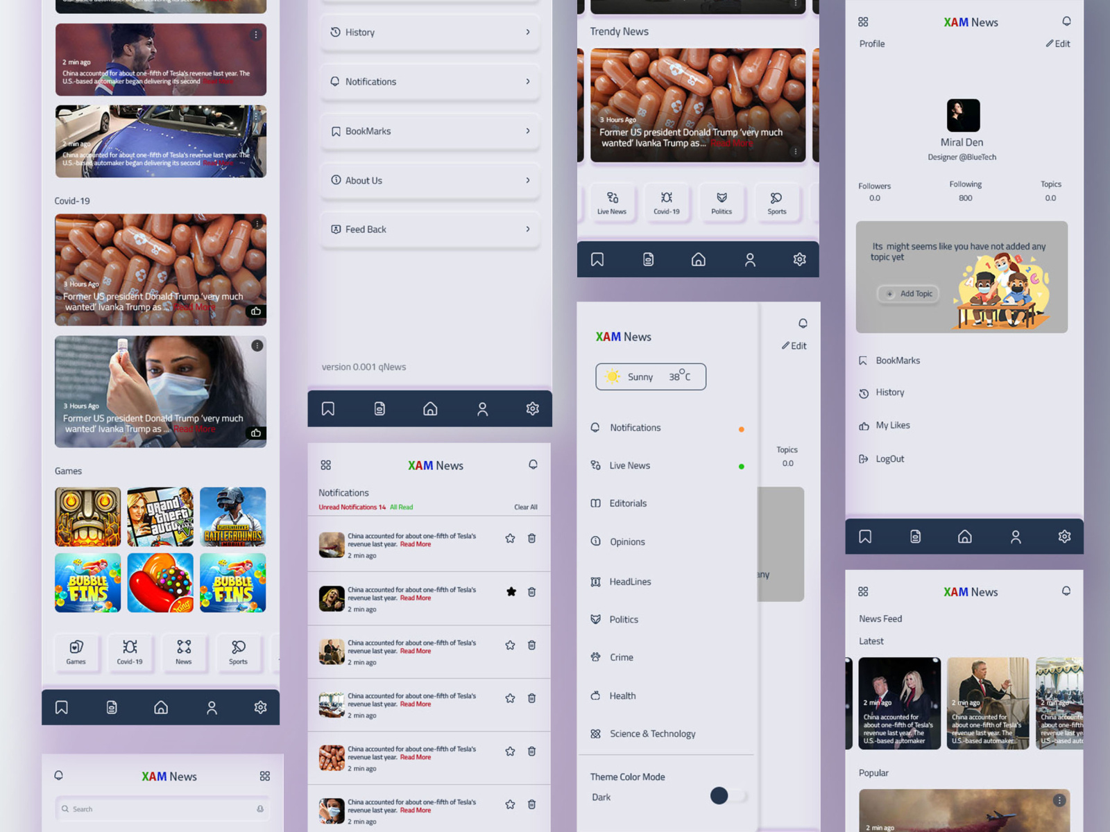 XAM News App by Ayesha Mirza on Dribbble