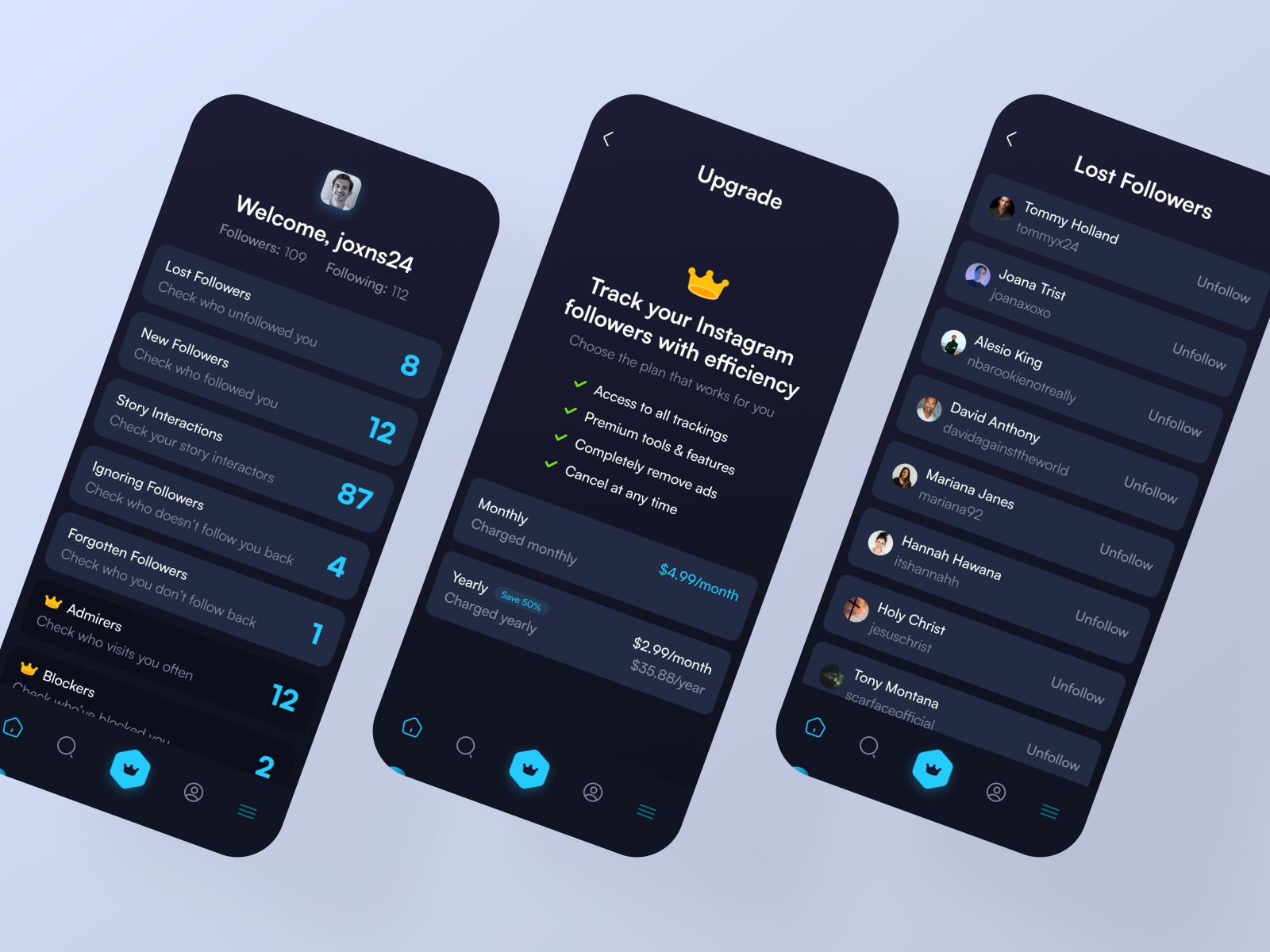 Social Media Tracking - Mobile UI App by Mislav Repinac on Dribbble