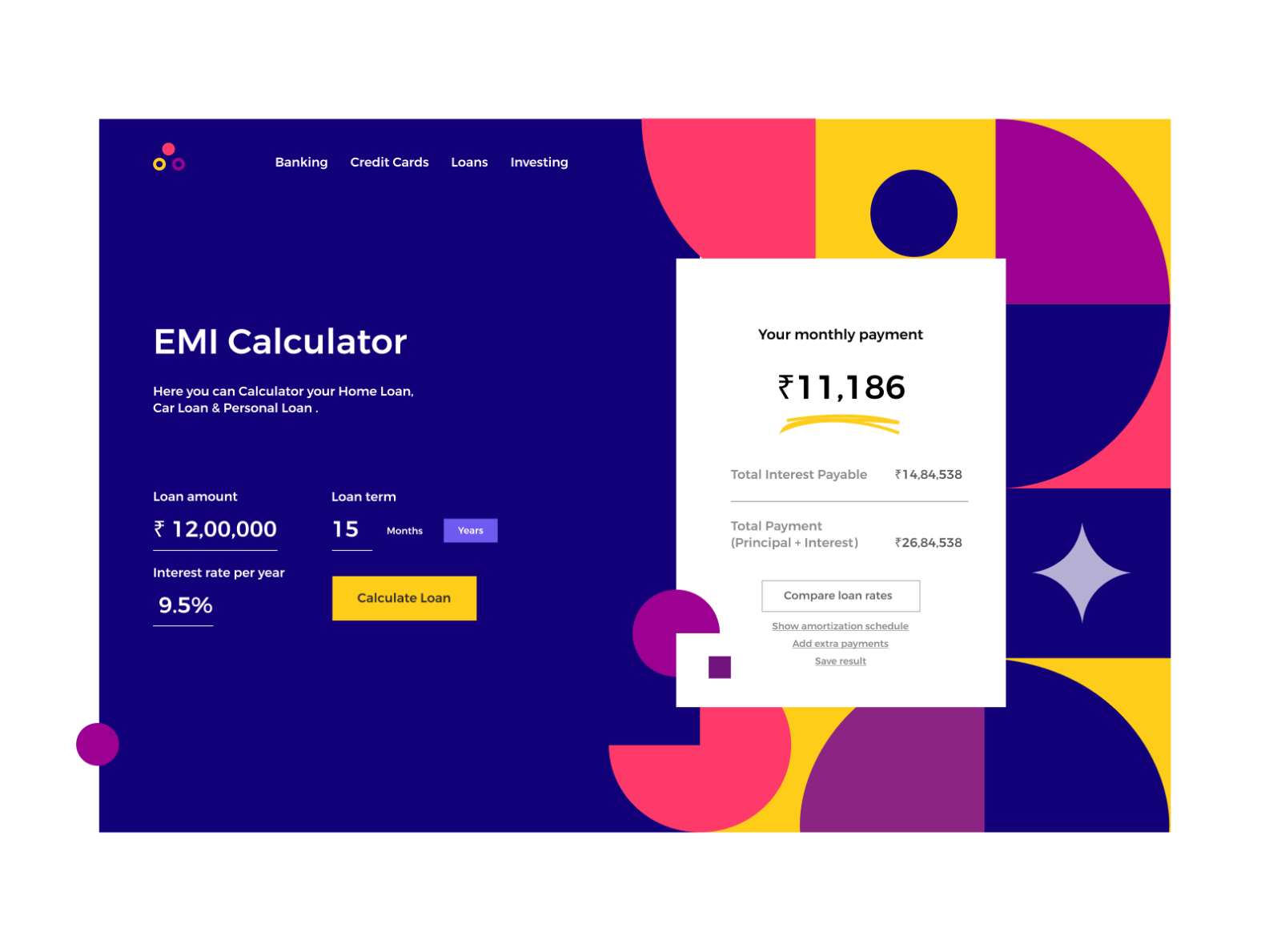 Calculator #Daily UI - Emi Calculator by Shahana on Dribbble