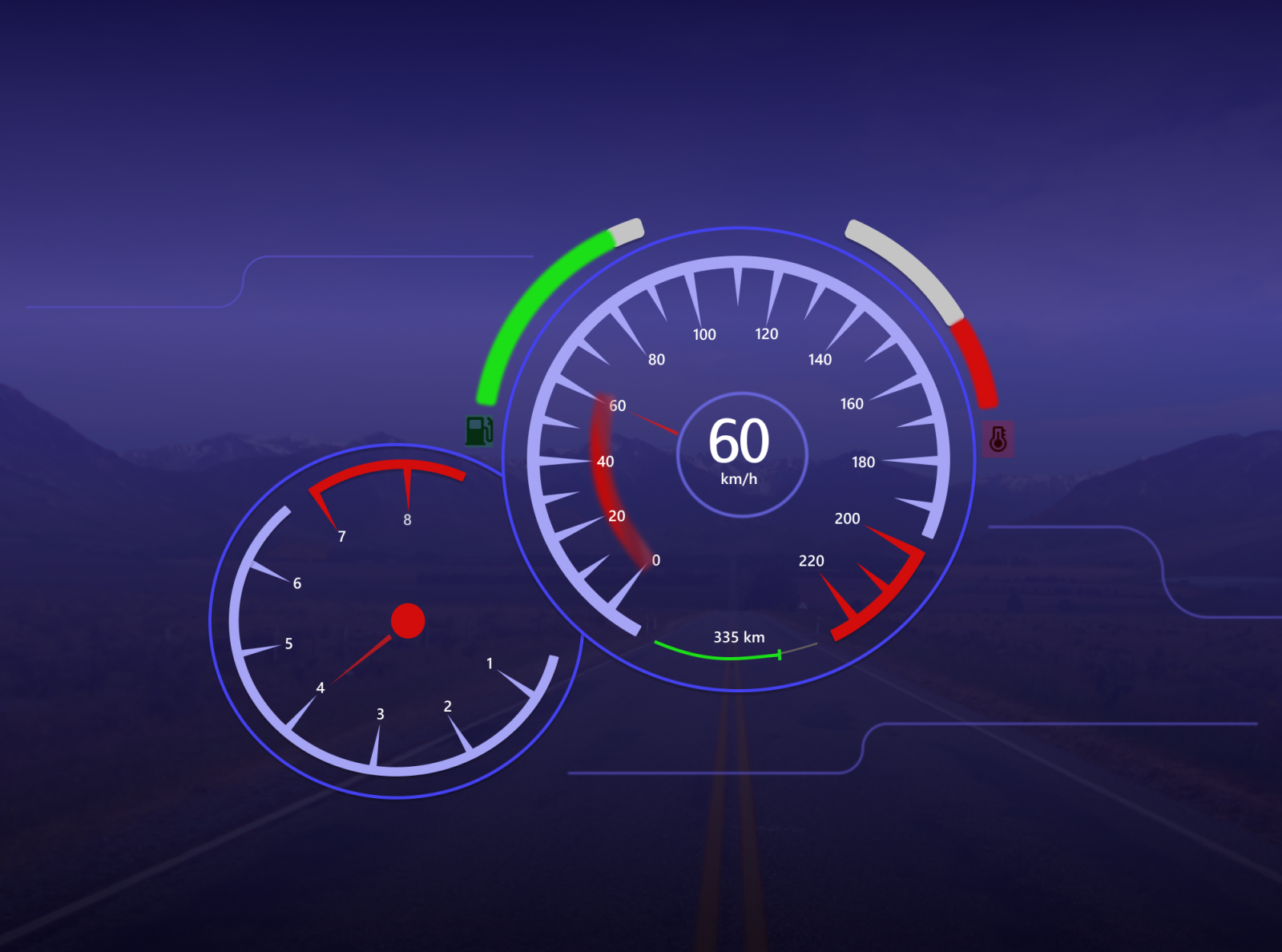 Car speedometer interface by Rachel Pinto on Dribbble