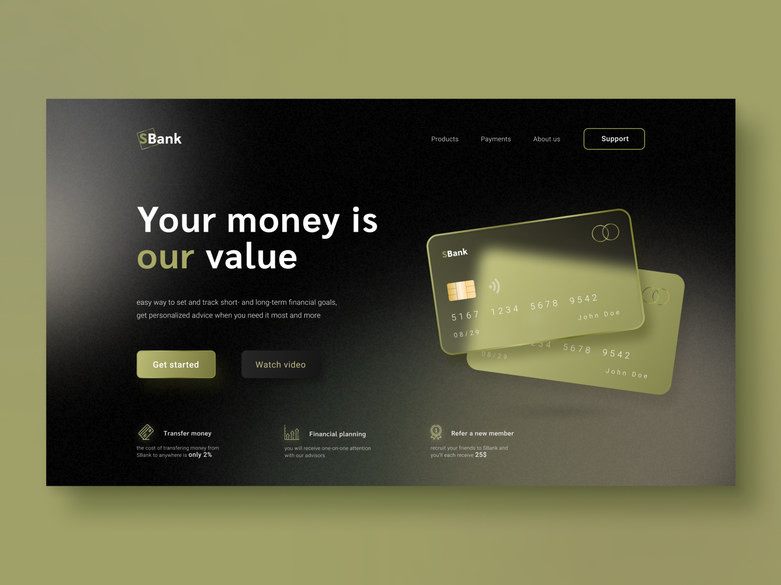 First screen for Bank by Elizabeth Falcon on Dribbble