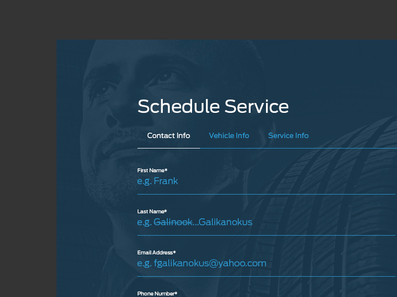 Schedule Service WIP form by Travis Wissler on Dribbble