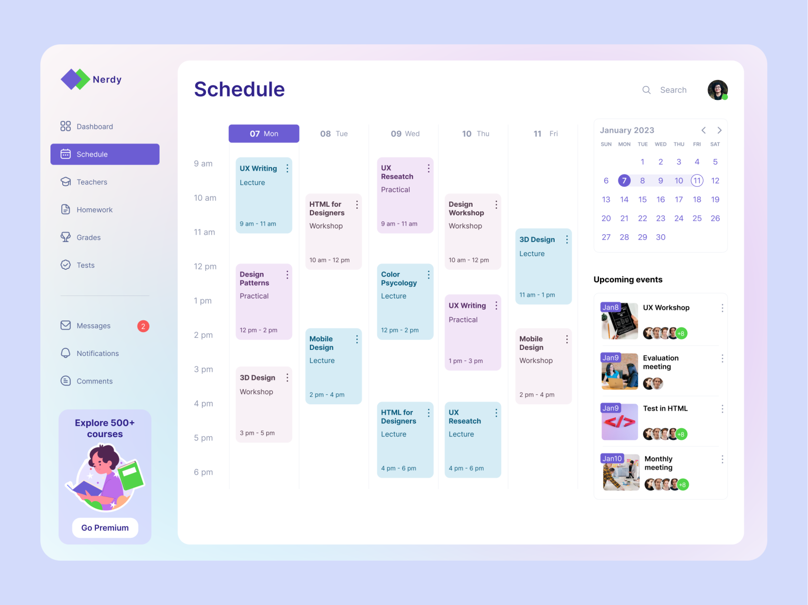 Nerdy, the Learning Management System dashboard by Movadex on Dribbble