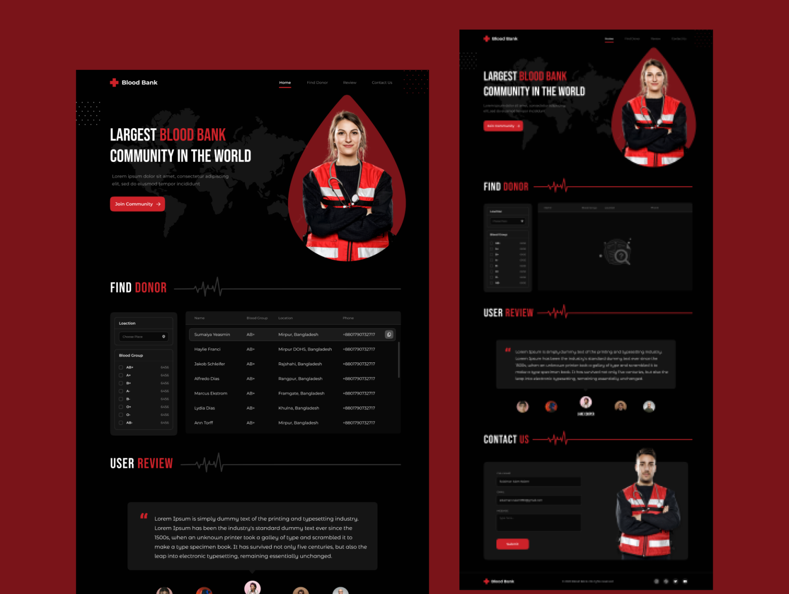 Blood Bank Website by Sneha on Dribbble