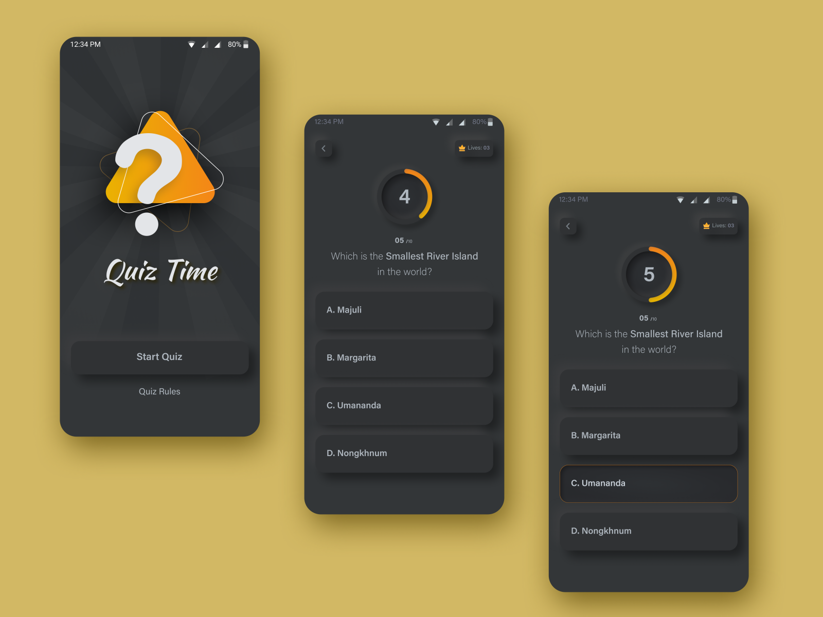 Quiz App (Black Theme) by Jeemani Haloi on Dribbble