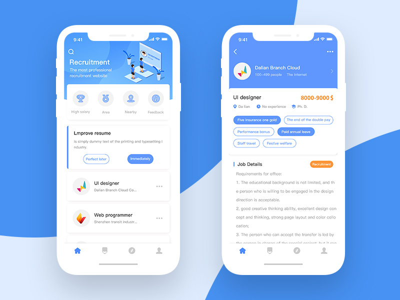 A hiring app by Crown Kay on Dribbble