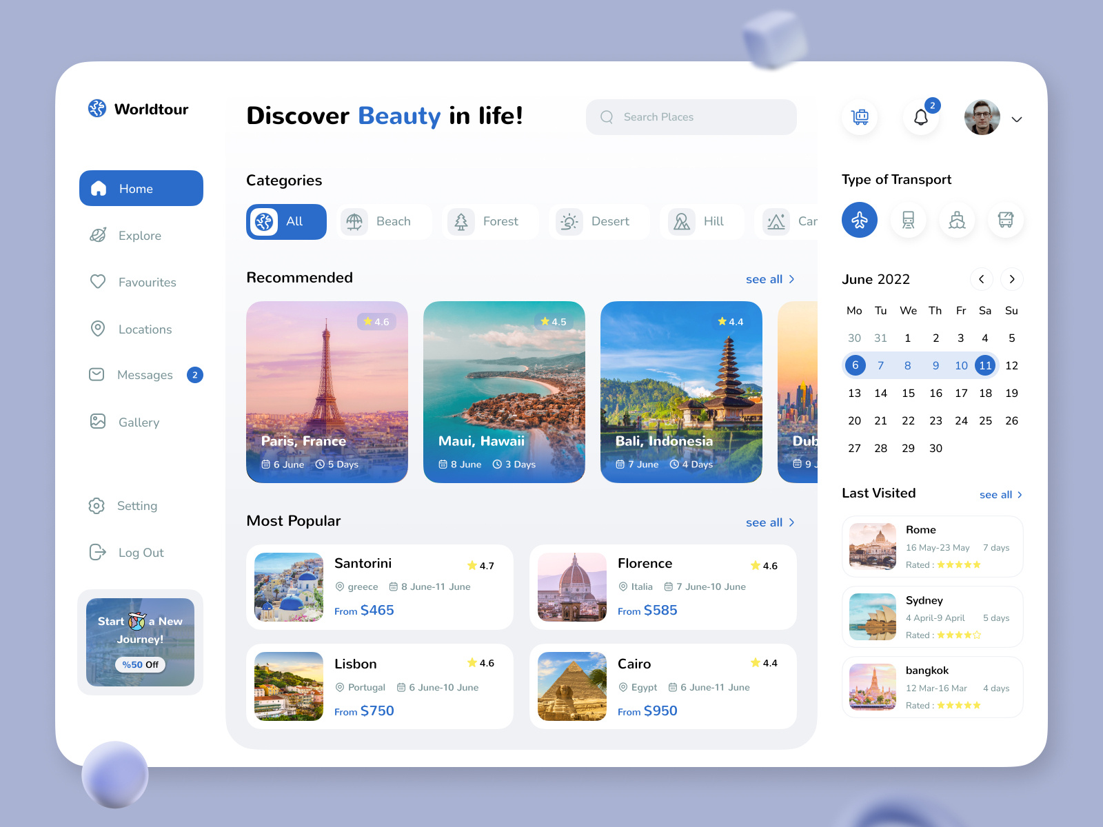 Travel Dashboard by Armin Bayat on Dribbble