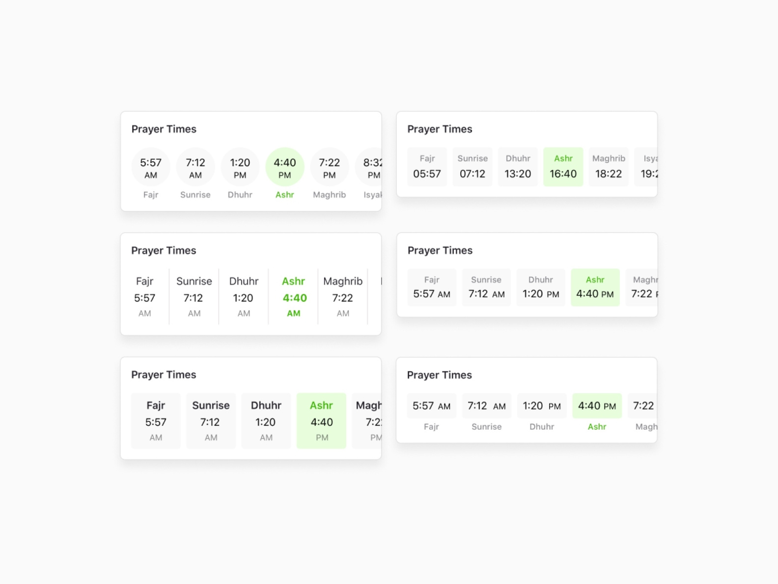 Prayer Times Widget UI Exploration by Briandito Priambodo on Dribbble