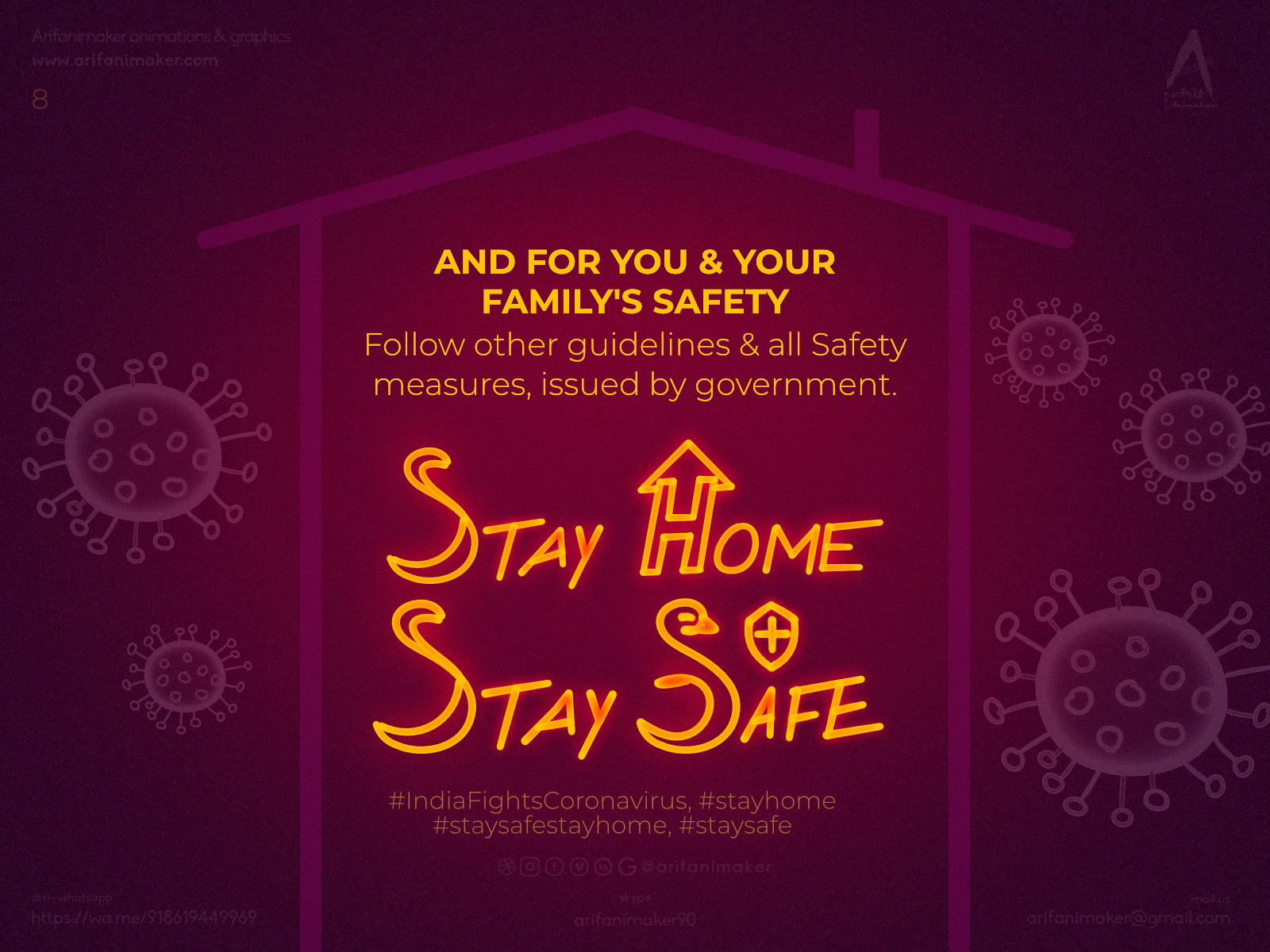 Coronavirus prevention- poster #8 Stay Home, Stay Safe by arifanimaker ...