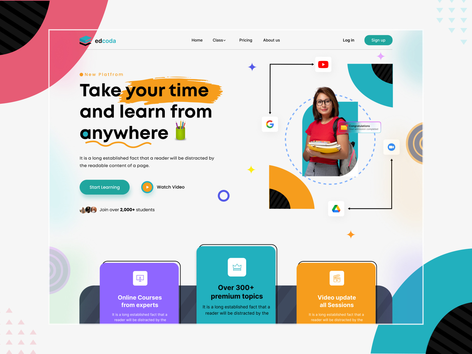 Online Learning Platform Landing Page by Sifat Hasan on Dribbble