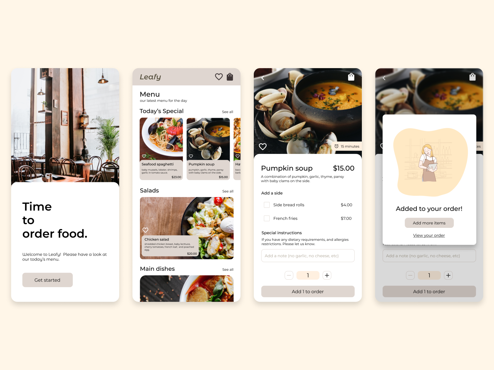 Food menu app by Stephanie Sin on Dribbble