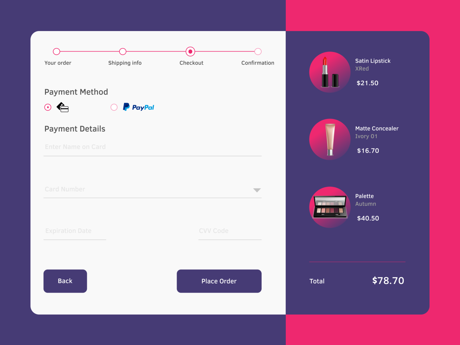 Daily UI Challenge 002 Checkout by Alexandra Dumitru on Dribbble