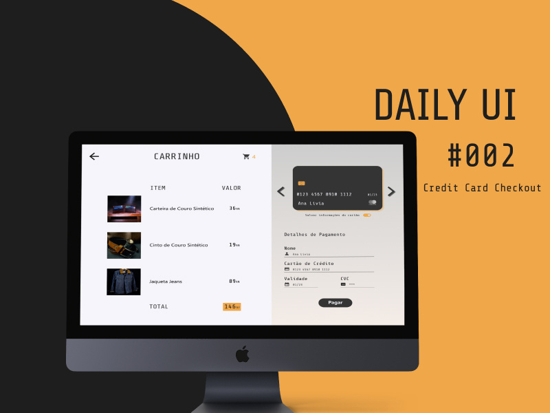 Daily UI #002 | Credit Cart Checkout by Ana Lívia de Souza Pereira on Dribbble