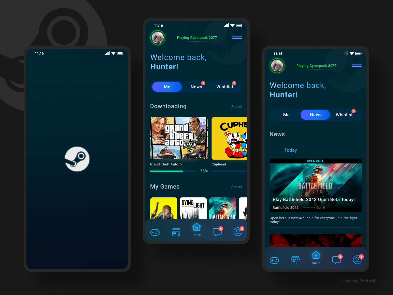 Redesign Steam Mobile Part 1 (Splashscreen & Home) by Pedro Murilo on ...