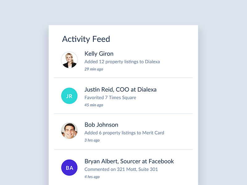 Activity Feed by Emi Knight for Dialexa, an IBM Company on Dribbble