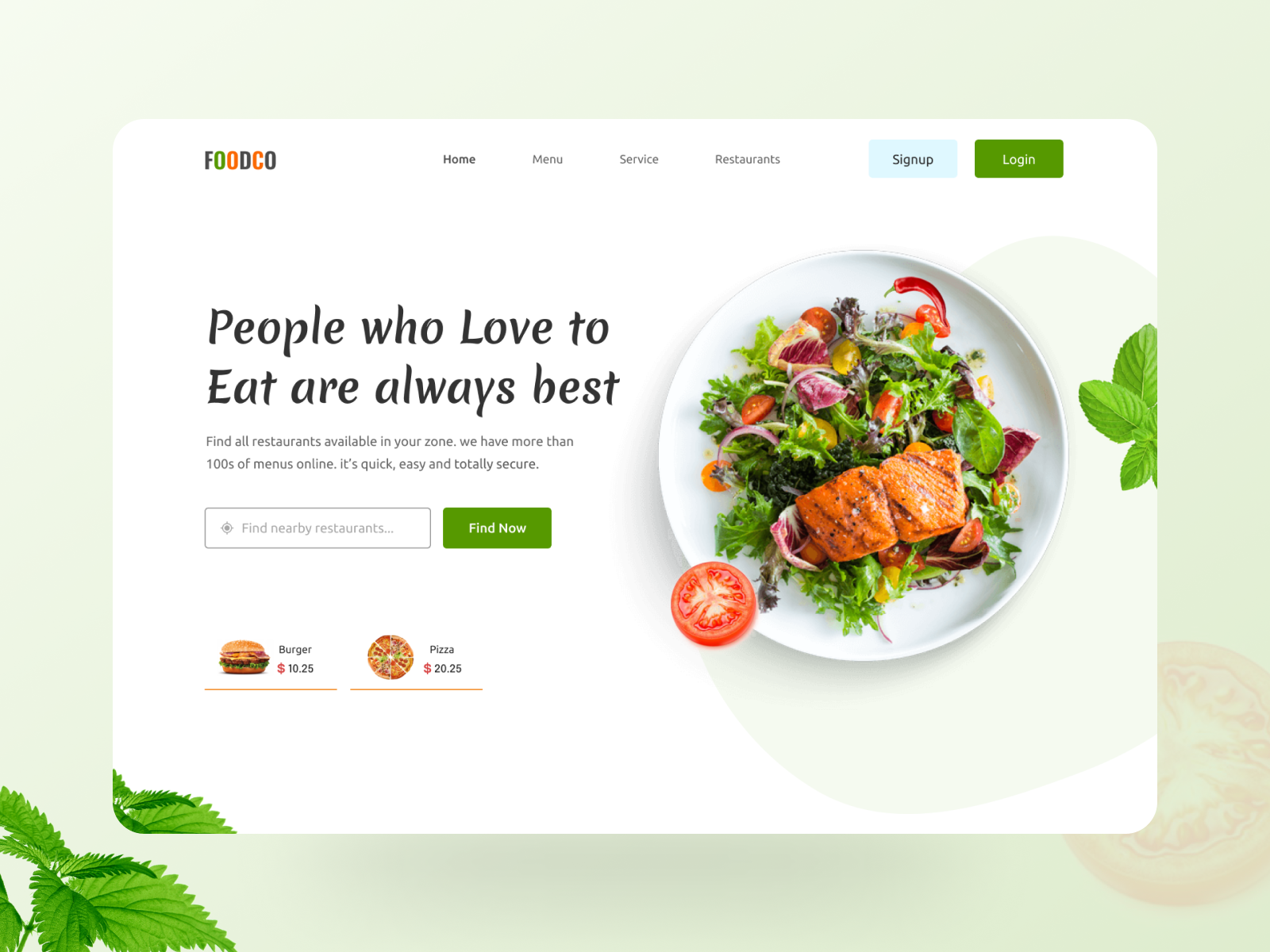 Food Website Landing Page header by Abdullah Omar on Dribbble