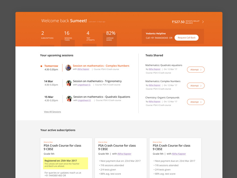 Student Dashboard by Soumya Jain on Dribbble