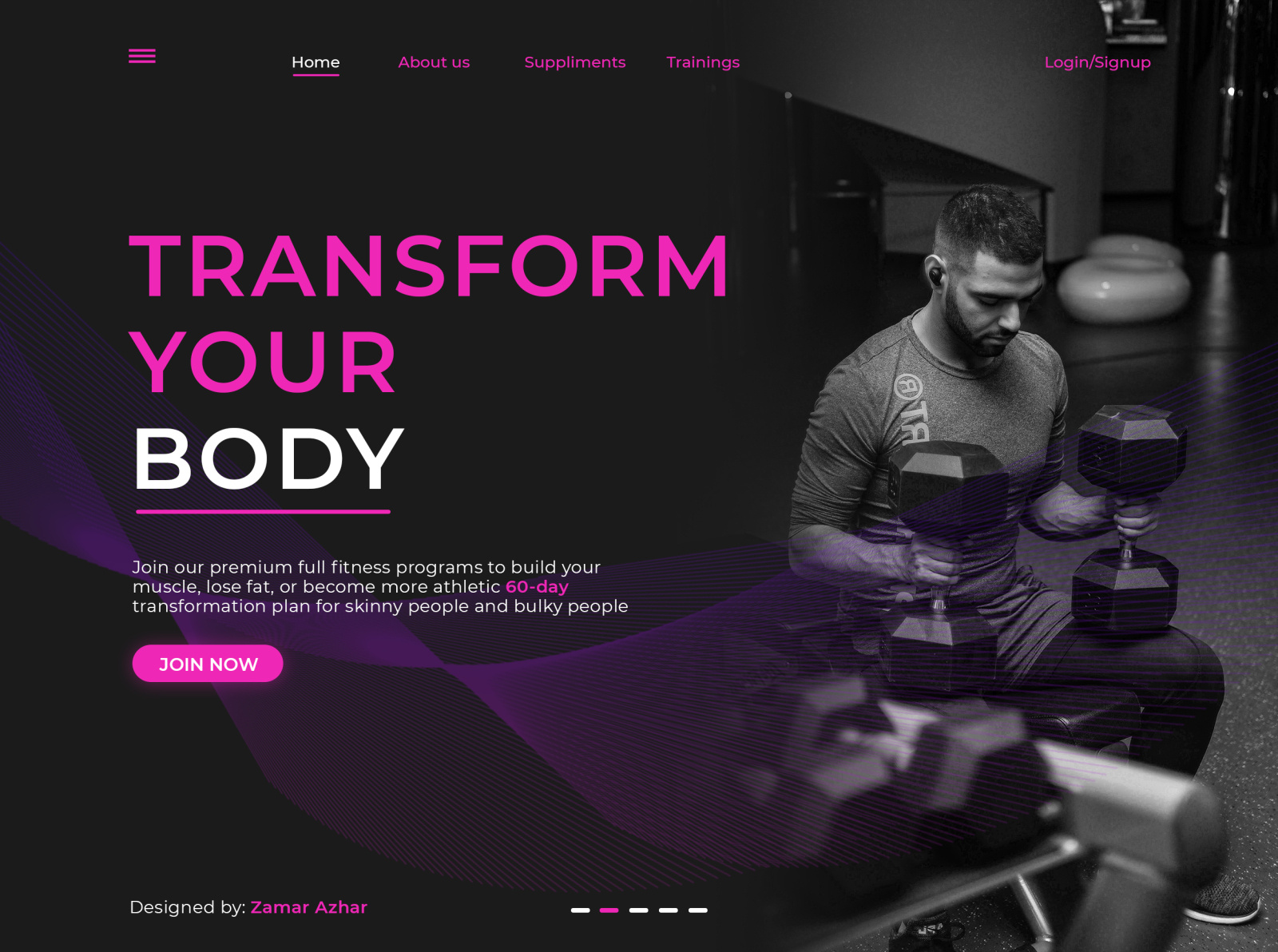 Fitness website banner by Zamar Azhar on Dribbble