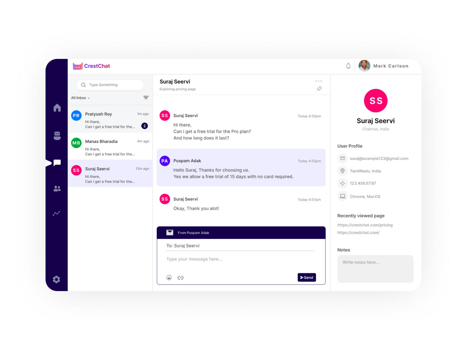 Conversation Page by Suraj on Dribbble