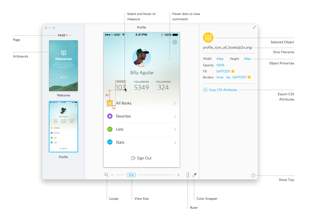 Sketch Viewer - Spec App Concept for Sketch by Wei Liu on Dribbble