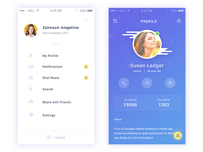 Sidemenu Daily UI by Creative jeff on Dribbble
