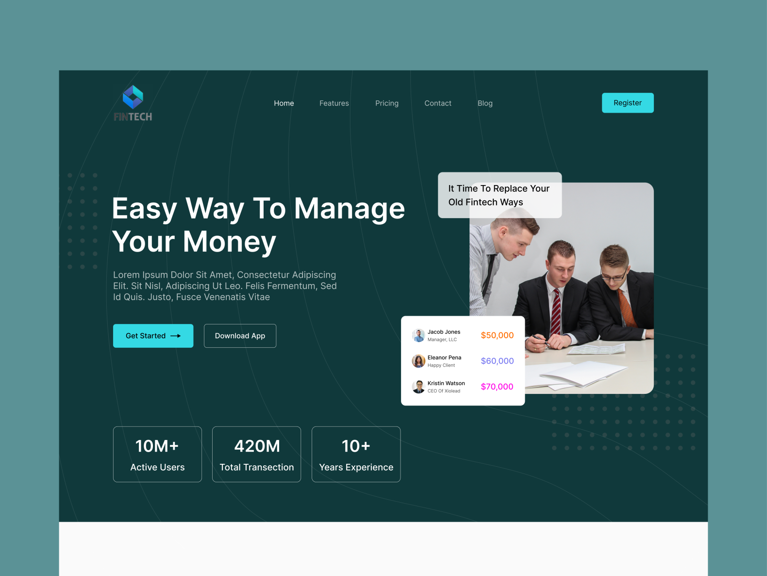 Financial Service Header Section by Md Sajib Miah on Dribbble