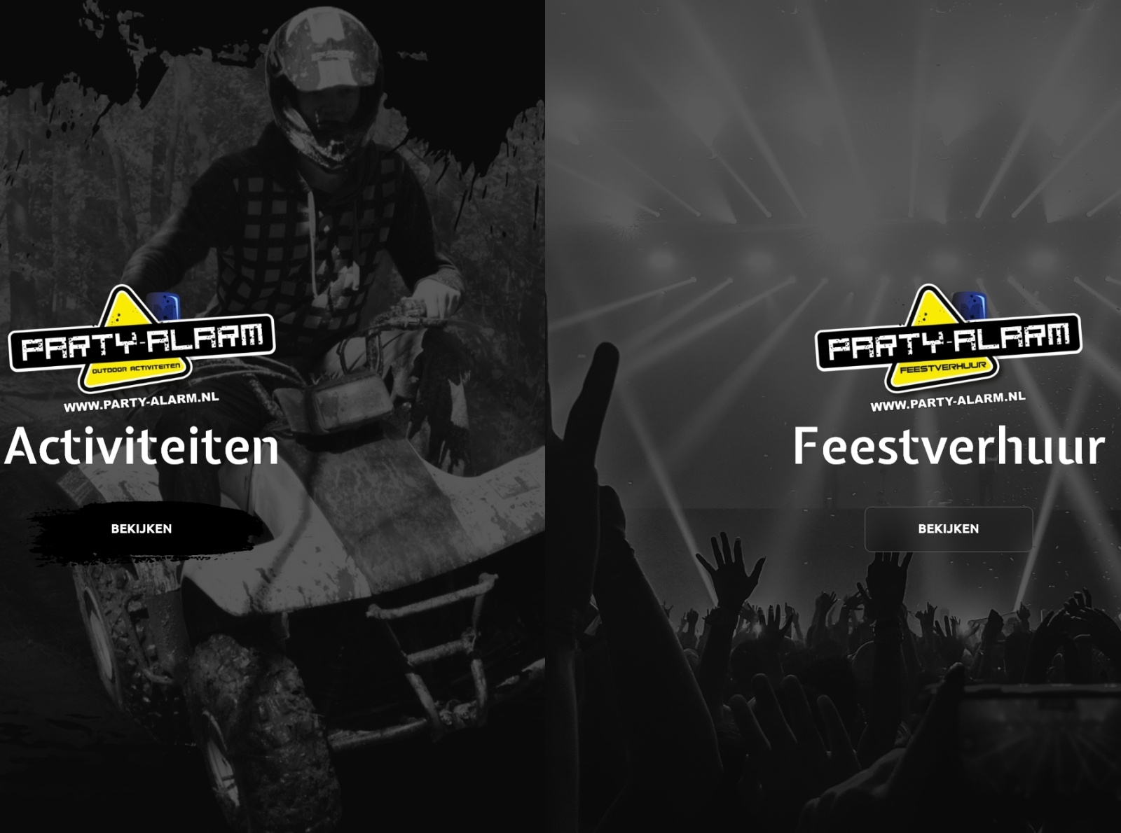 Homepage choice screen Party Alarm website / webshop by Downdijk on ...