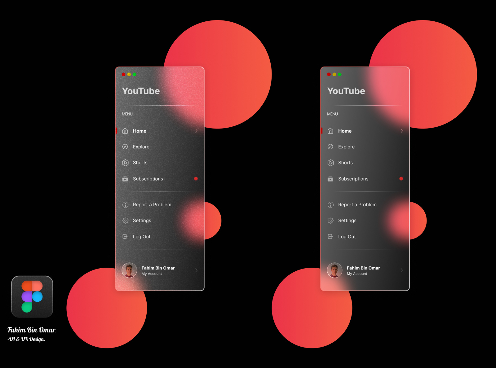 Menu Bar UI Design ( YouTube ) by Fahim Bin Omar ‌ on Dribbble
