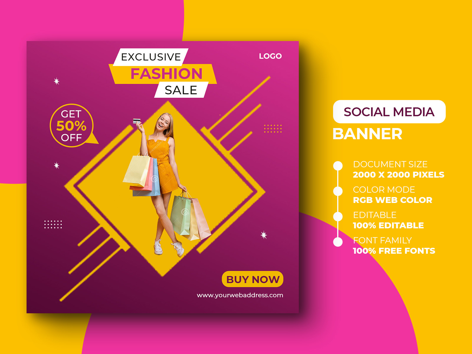 Shopping social media post template by Nadiya on Dribbble
