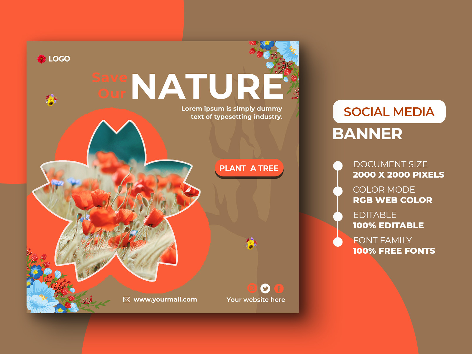 Nature social media post template by Nadiya on Dribbble