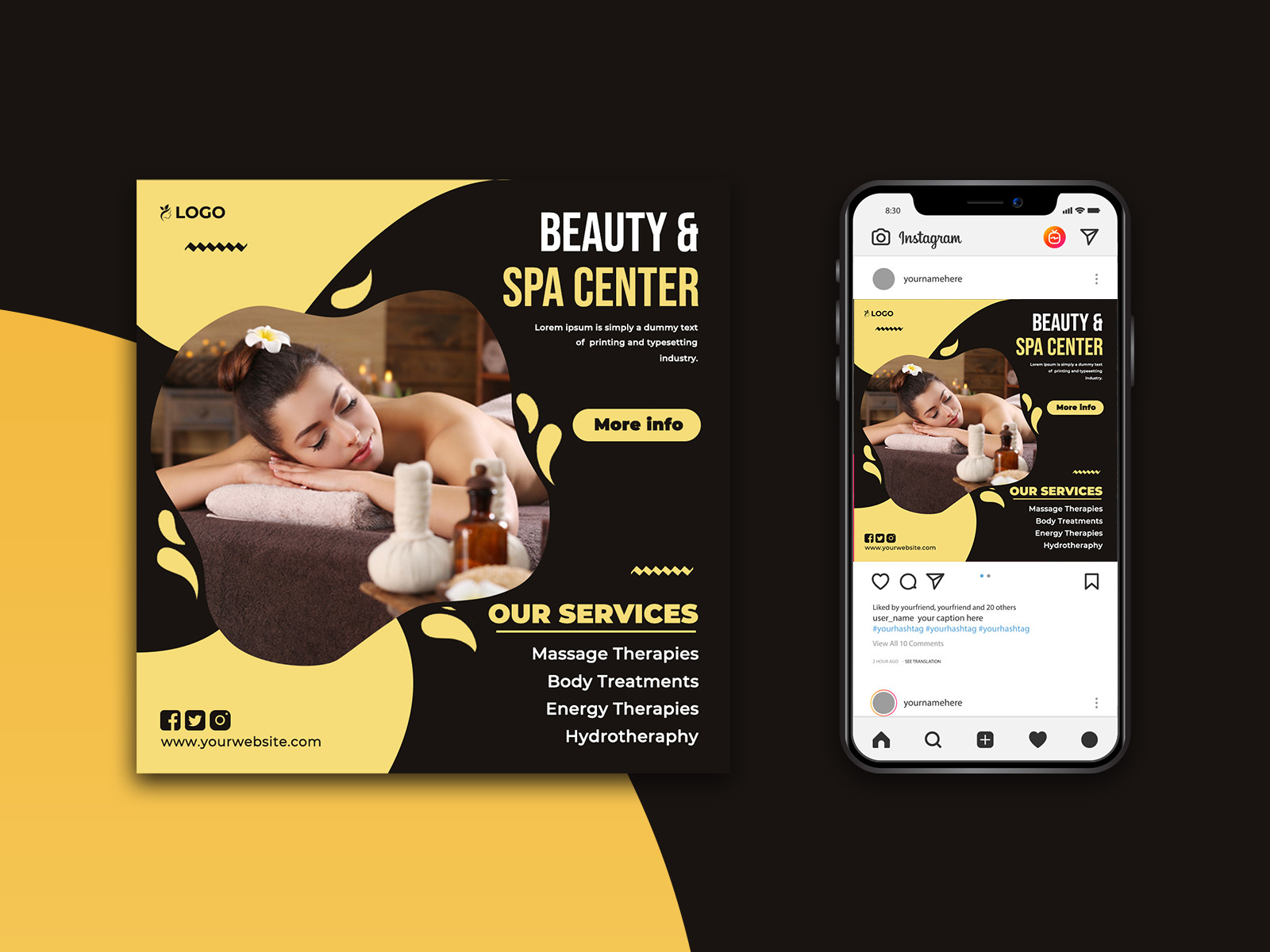 Spa social media post template by Nadiya on Dribbble