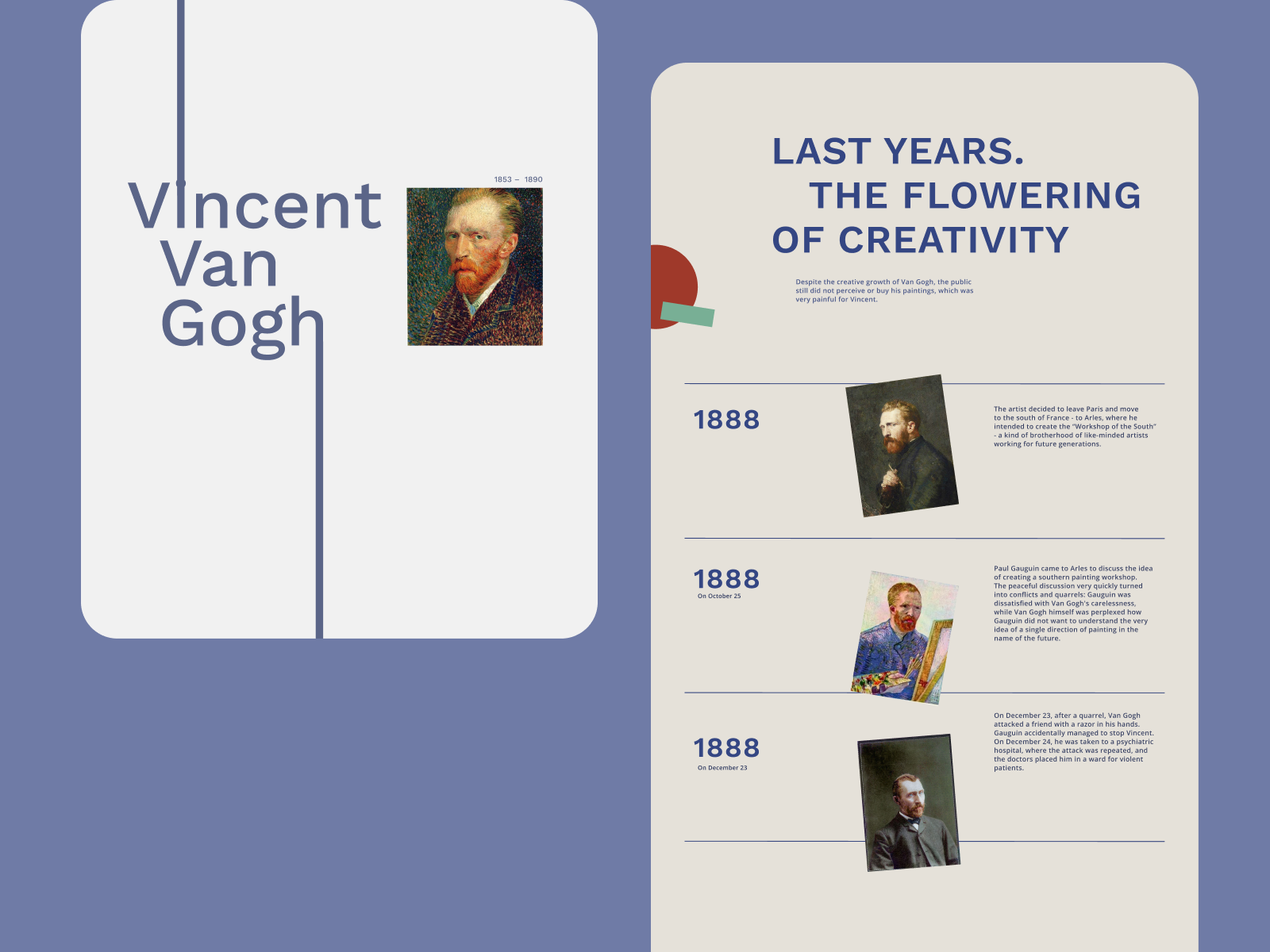 Landing page for Vincent Van Gogh by kttimofeeva on Dribbble