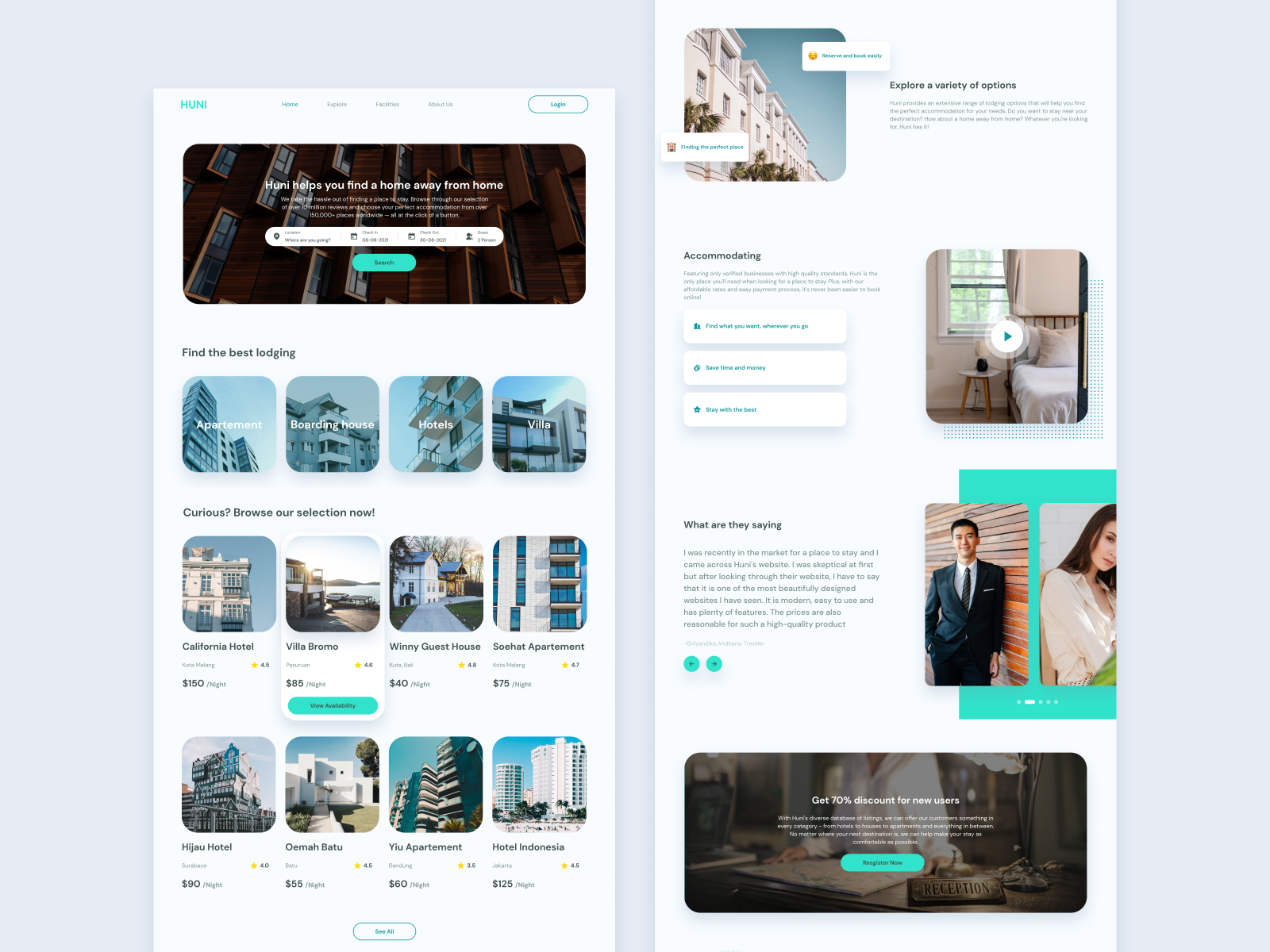 Hotels Landing Page by Uni Studio Team on Dribbble