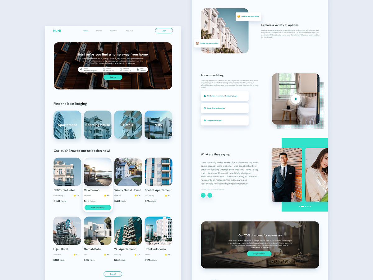 Hotels Landing Page by Uni Studio Team on Dribbble