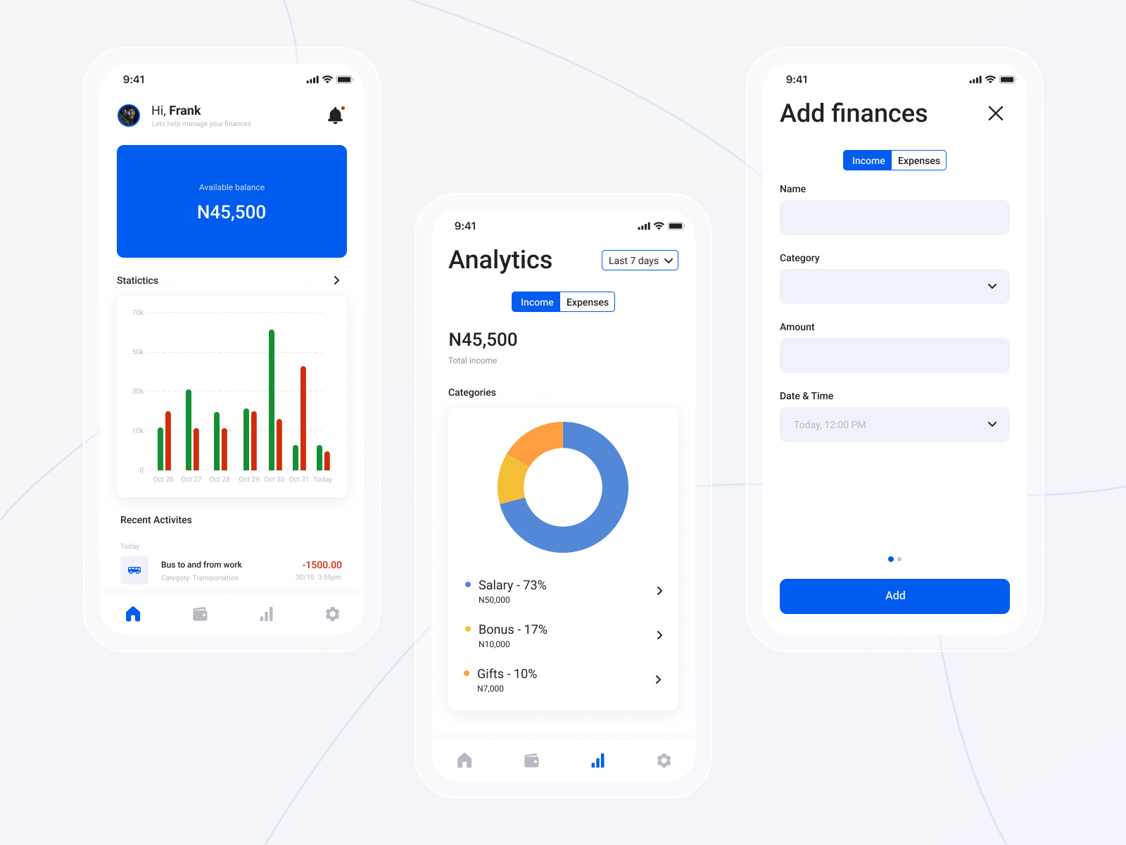 Fintrack app - Finance tracking app design by Abidemi Eruja on Dribbble