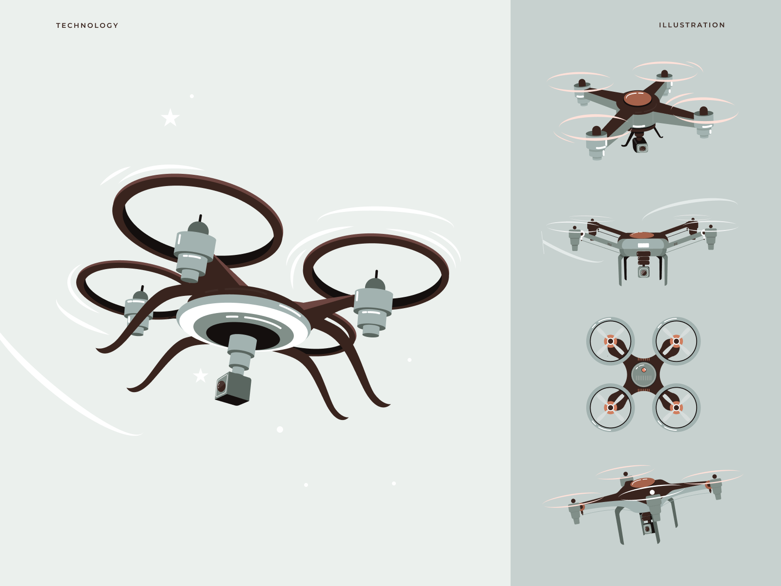 Drone Illustrations by Galaxy UX Studio on Dribbble