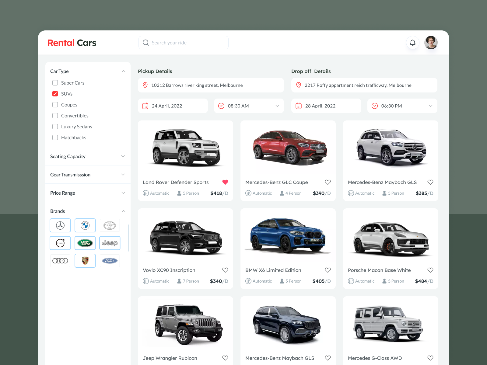 Car Rental UI by Galaxy UX Studio on Dribbble