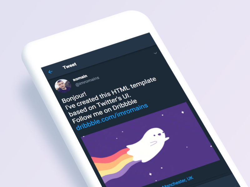 Individual tweet HTML template by 3243234 on Dribbble
