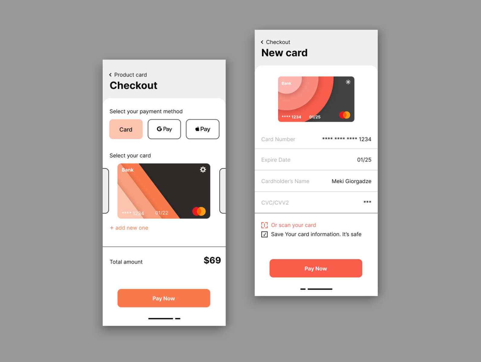 2. Credit Card Checkout by Meki Giorgadze on Dribbble