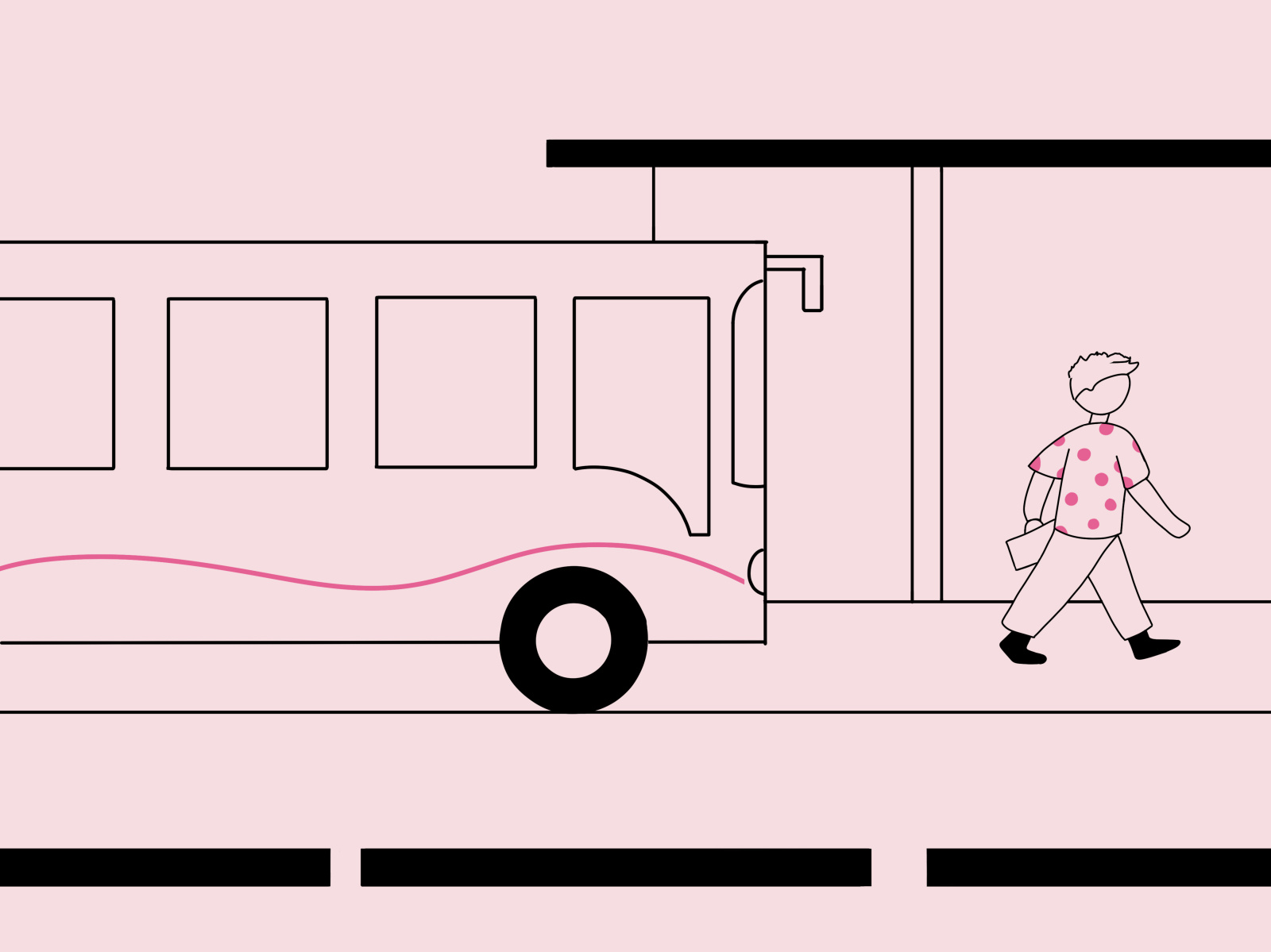 Bus Stand Drawing For Kids